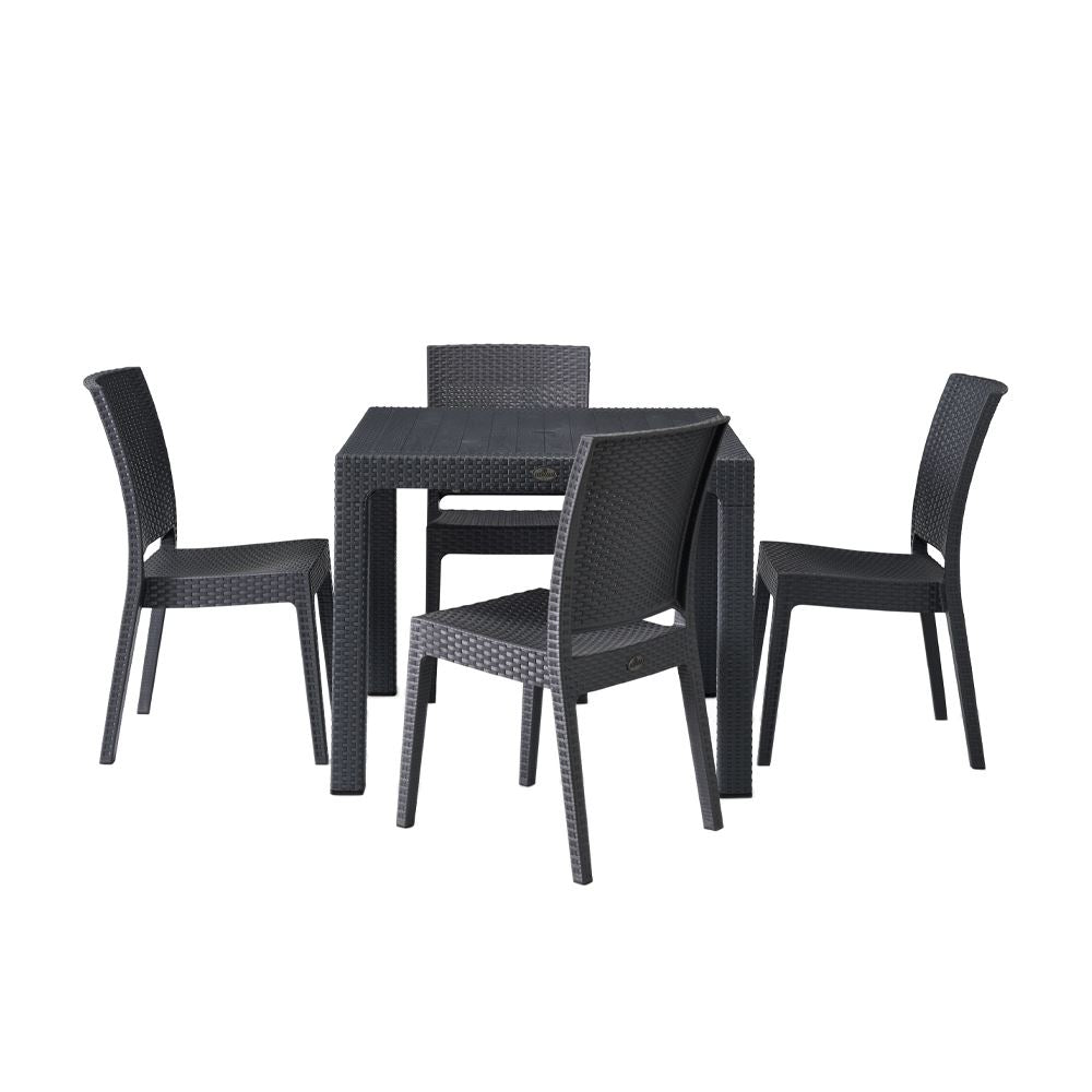 Tabilo Canterbury Rattan Style Small Table Set with 4 Side Chairs
